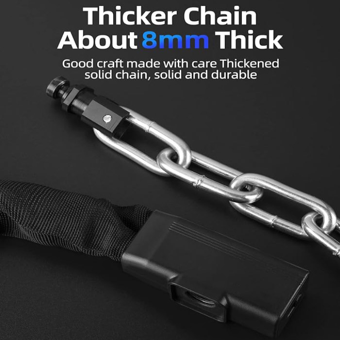 Bike Chain Lock 3.18ft Heavy Duty 8mm Thick Anti-Theft